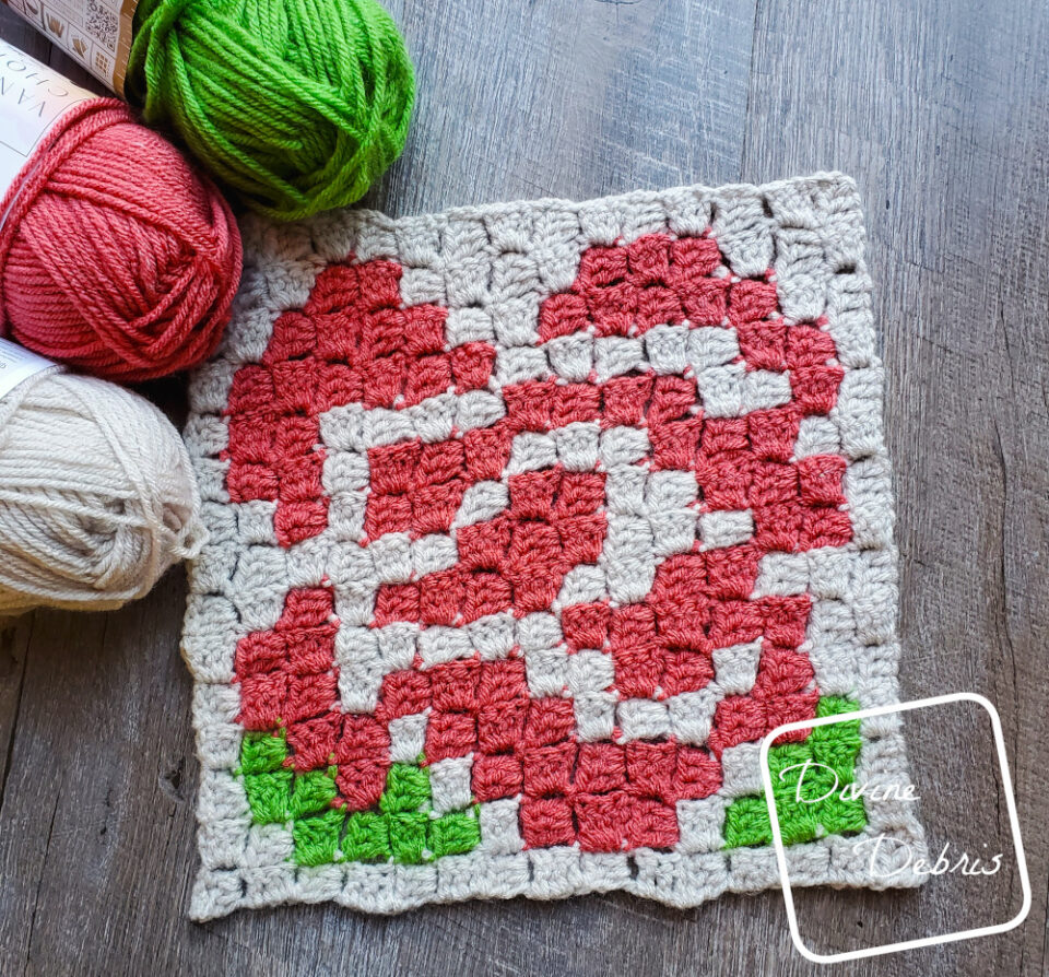C2C Rose Afghan Square free crochet pattern by DivineDebris.com