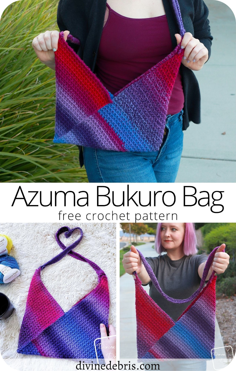 Azuma Bukuro Bag free crochet pattern by DivineDebris.com