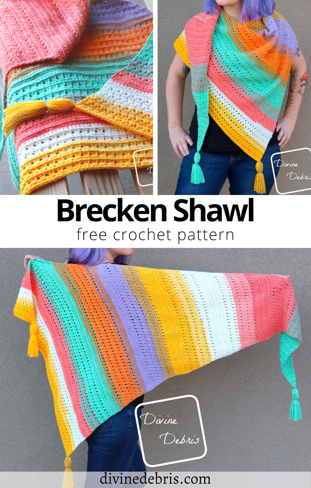 The Free Brecken Shawl Crochet Pattern by Divine Debris